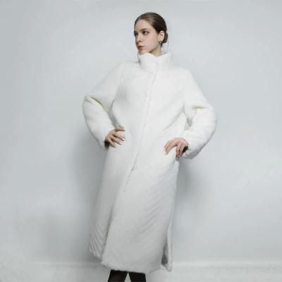 China Long Soft Plus Size Fur Coat Warm Eco Faux Fur Collar Coat Jacket Topcoat Outerwear for sale