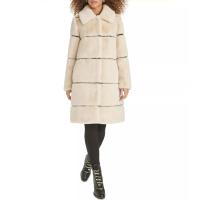 China OEM Womens Faux Fur Coat Faux Leather Trim  Adults Customization Faux Fur Coat for sale
