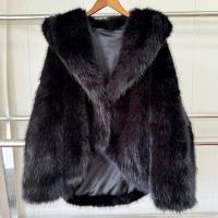 China Europe America Faux Fur Jacket Eco Friendly 71cm 72cm  Fur Fashion  Hooded Coat for sale