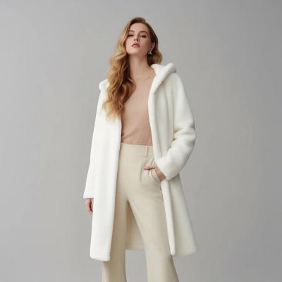 China Fuzzy Cardigan Faux Fur Jacket Fall Fashion Hooded Faux Fur Winter Coat for sale