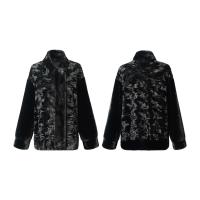 China Side Pockets Faux Fur Jacket Short Exquisite Coat Soft Black Fluffy Jacket for sale
