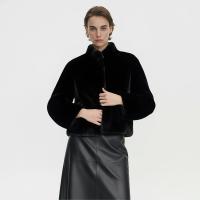 China Black Fur Jacket Faux Fur Stand Up Fluffy Jacket for sale