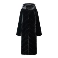 China 100% Polyester Faux Long Black  Fur Coat Eco Friendly  Fuzzy Coat for sale