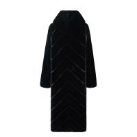 China 100% Polyester Faux Long Black  Fur Coat Eco Friendly  Fuzzy Coat for sale