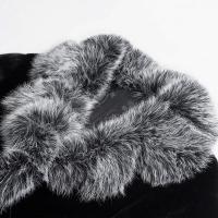China Euro American Faux Fur Coat Eco Friendly Fox Fur Collar Long Black Fur Coat for sale