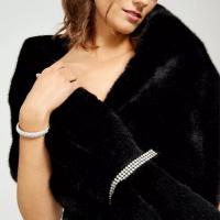 China Exquisite Embellished Faux Fur Shrug Sustainable  Faux Fur Accessories for sale