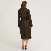 China Soft Polyester Faux Leather Coat Womens Relaxed Brown Faux Leather Jacket XXS for sale