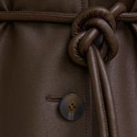 China Soft Polyester Faux Leather Coat Womens Relaxed Brown Faux Leather Jacket XXS for sale