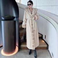 China Luxury Hooded Maxi Big Fur Hood Coat Hand Wash Synthetic  Ladies Faux Coat for sale