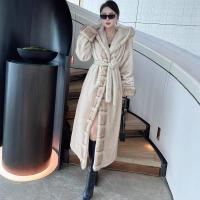China Luxury Hooded Maxi Big Fur Hood Coat Hand Wash Synthetic  Ladies Faux Coat for sale