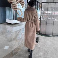 China Luxury V Neck Maxi Faux Fur Coat Oversized Fur Collar XS To 4XL for sale