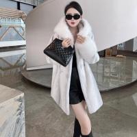 China 65cm To 80cm  Fake Mink Coat Hooded Coat Womens Faux Fur White Coat 115 Lbs for sale