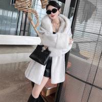 China 65cm To 80cm  Fake Mink Coat Hooded Coat Womens Faux Fur White Coat 115 Lbs for sale