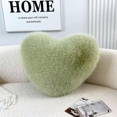 China Heart Shaped Faux Fox Fur Pillow 40X50cm Household Items For Adults for sale