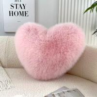 China Heart Shaped Faux Fox Fur Pillow 40X50cm Household Items For Adults for sale