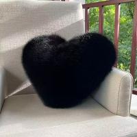 China Heart Shaped Faux Fox Fur Pillow 40X50cm Household Items For Adults for sale