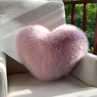 China Heart Shaped Faux Fox Fur Pillow 40X50cm Household Items For Adults for sale