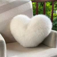 China Heart Shaped Faux Fox Fur Pillow 40X50cm Household Items For Adults for sale