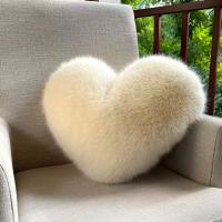 China Heart Shaped Faux Fox Fur Pillow 40X50cm Household Items For Adults for sale