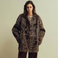 China V-Neck Faux Persian Lamb Fur Coat for sale