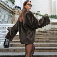 China Cross Border Long Sleeve Fur Jacket Fashion Fluffy Coat Faux Fur for sale