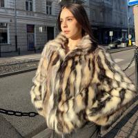 China Synthetic  Dry Clean  Short Fur Coat Trendy Eco Faux Fur Collar Coat for sale