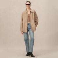 China Luxurious Look Faux Leather Jacket Sustainable Milk Tea Fluffy Leather Jacket for sale