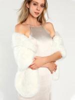 China White Faux Fur Stole  Soft Plush Faux Fur Accessories for sale