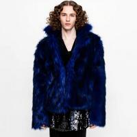 China Unisex Luxury Fluffy Jacket Men's 55cm Fake Fur Jacket Warm for sale