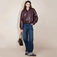 China Stylish Warm Faux Leather Jacket Quilted Protein Faux Fur Leather Coat for sale