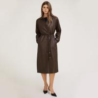 China Soft Polyester Faux Leather Coat Womens Relaxed Brown Faux Leather Jacket XXS for sale