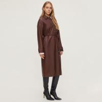 China Soft Polyester Faux Leather Coat Womens Relaxed Brown Faux Leather Jacket XXS for sale