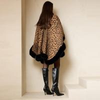 China Soft Polyester Lining Faux Fur Cloak  Faux Fur Cheetah Cape Kimono Lightweight for sale