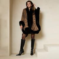 China Soft Polyester Lining Faux Fur Cloak  Faux Fur Cheetah Cape Kimono Lightweight for sale