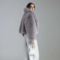 China Long Sleeves Gray Eco Faux Fur Jacket Faux Fur Puffer  Coat for sale
