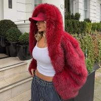 China Europe America Faux Fur Jacket Eco Friendly 71cm 72cm  Fur Fashion  Hooded Coat for sale