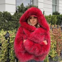 China Europe America Faux Fur Jacket Eco Friendly 71cm 72cm  Fur Fashion  Hooded Coat for sale