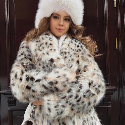 China Winter Fuzzy Leopard Print Fur Coat Overcoat Fall Long Shaggy Fur Trim Cardigan for sale