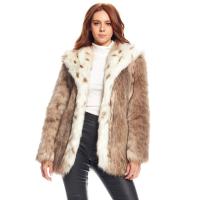 China Lynx Hooded Faux Fur Coat  Women'S Faux Fur Trim Puffer Hooded Fur Coat for sale