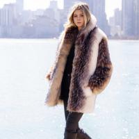 China Thick Arctic Wolf Shawl Faux Fur Coat for sale
