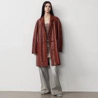 China Oversized Casual Suit-style Faux Leather Coat for sale