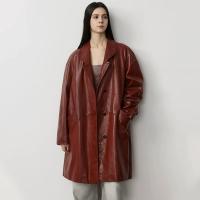 China Oversized Casual Suit-style Faux Leather Coat for sale