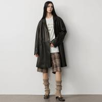 China Oversized Casual Suit-style Faux Leather Coat for sale