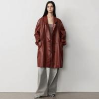 China Oversized Casual Suit-style Faux Leather Coat for sale