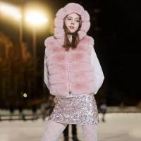 China HONGJUN Furever Faux Fox Fur Hooded Waistcoat for sale