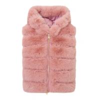 China HONGJUN Furever Faux Fox Fur Hooded Waistcoat for sale