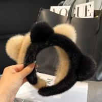China Fuzzy Bear Ear Faux Fur Headband for sale