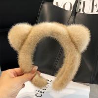 China Fuzzy Bear Ear Faux Fur Headband for sale
