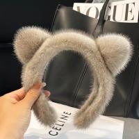 China Fuzzy Bear Ear Faux Fur Headband for sale