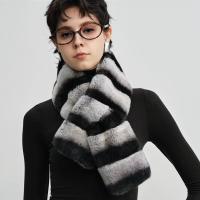 China Faux Rex Rabbit Fur Striped Scarf for sale
